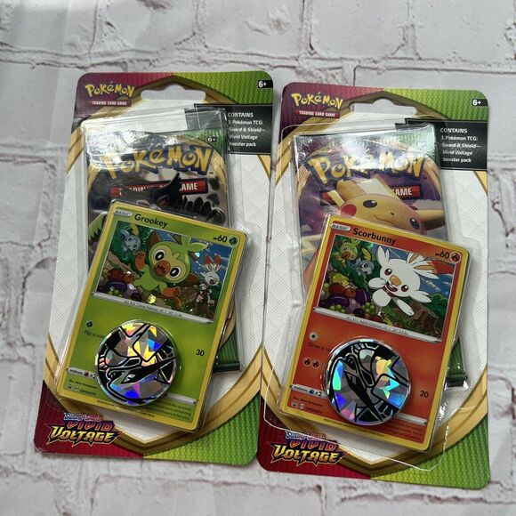 Toys | Pokemon Tcg Vivid Voltage Booster Blister Pack Scorbunny And Grookey Set Of 2 | Poshmark